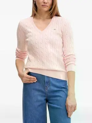 Gant Cable-knit V-neck Knitwear - Pink