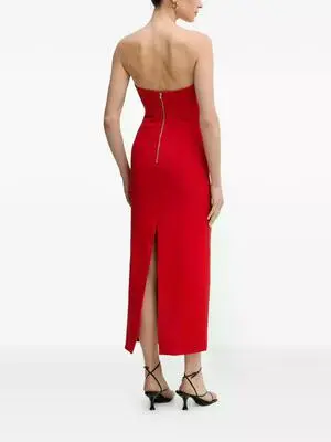 Bardot Rosalyn Strapless V-neck Midi Dress - Red