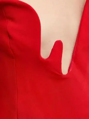 Bardot Rosalyn Strapless V-neck Midi Dress - Red