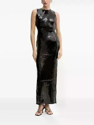 Bardot Portia Sequin Open Back Dress - Black