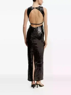 Bardot Portia Sequin Open Back Dress - Black