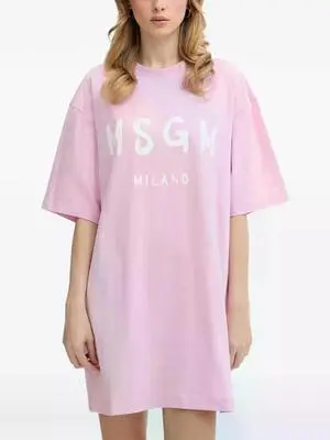 MSGM Logo-detail Mini Dress - Pink