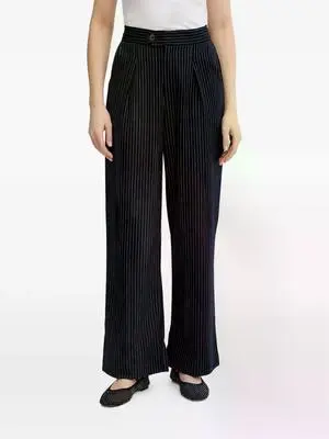 NEVER FULLY DRESSED Arden Pinstripe Button Trousers - Blue