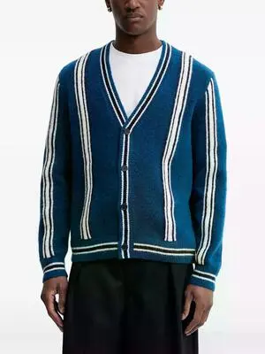 Marc O'polo Striped V-neck Cardigan - Blue