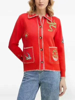 NEVER FULLY DRESSED Mystical Embroidered Cardigan - Red