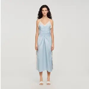 Sandro Satin-effect Maxi Dress With Straps