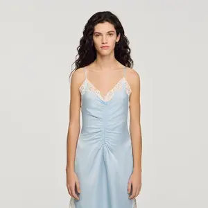 Sandro Satin-effect Maxi Dress With Straps