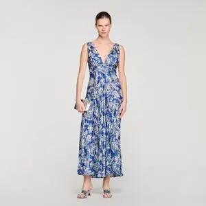 Sandro Floral Print Maxi Dress - Blue / Ecru