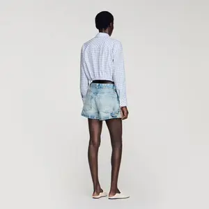Sandro Riveted Denim And Suede Shorts