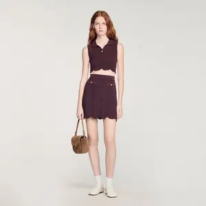 Sandro Mini Decorative Knit Skirt - Brown