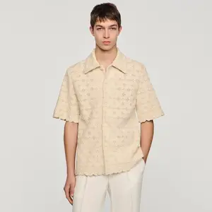 Sandro Cotton Broderie Anglaise Shirt - Ecru