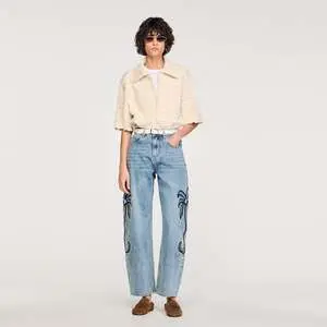 Sandro Cotton Broderie Anglaise Shirt - Ecru
