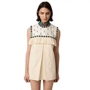 Miu Miu Embroidered Canvas Mini Dress