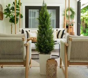 NEARLY NATURAL 4-ft Uv Resistant Cedar Tree In White Planter - One-color