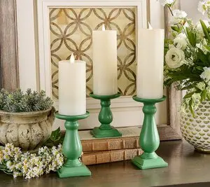 VALERIE PARR HILL As Is Set Of 3 Flippable Pedestal Candleholders - One-color
