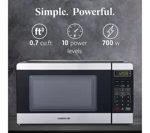 FARBERWARE 0.7 Cu. Ft Compact Microwave Oven, 7 00w, Stainless