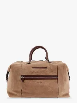 Kiton Suede Weekend Travel Bag - Beige