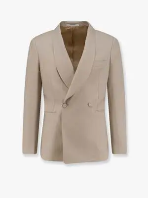 Tagliatore Merrill Virgin Wool Tuxedo Blazer - Beige
