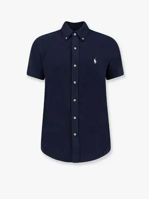 Polo Ralph Lauren Cotton Shirt With Front Embroidered Logo - Blue