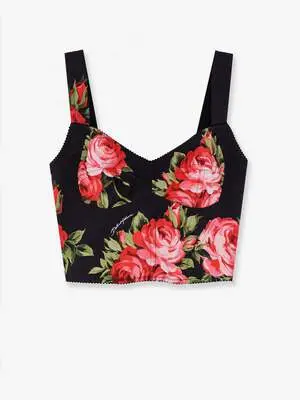 Dolce & Gabbana Cotton Blend Bustier Top - Black