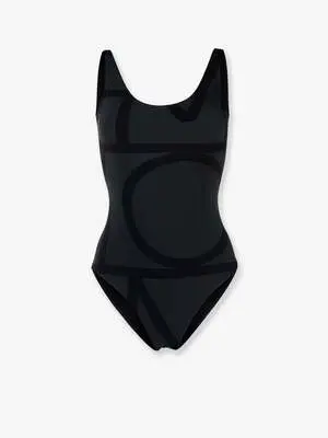 TOTEME Monogram Recycled Nylon Blend One-piece Swimsuit - Black