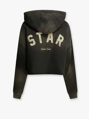 GOLDEN GOOSE Melange Cotton Oversized Cropped Sweatshirt - Grey