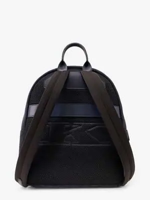 Kiton Suede Backpack With Logo - Blue