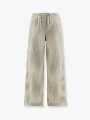 Miu Miu Striped Cotton Pajama Pants - Beige