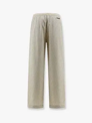 Miu Miu Striped Cotton Pajama Pants - Beige