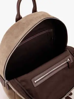 Kiton Suede Backpack With Logo
