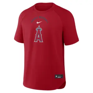 Nike Los Angeles Angels Authentic Collection Batting Practice Pregame Mlb Top - Red