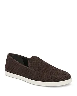Vince Sonoma Suede Basketweave Loafers - Cocoa Brown