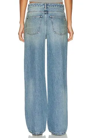 AREA Crystal Fray Wide Leg Jeans