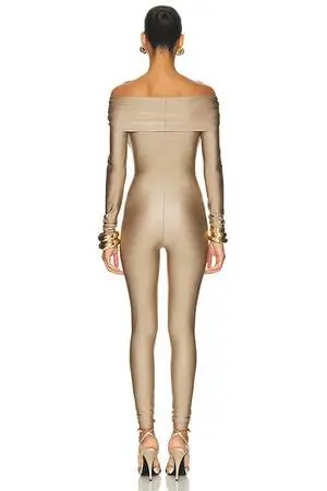 Andamane Kendall Off-shoulder Jumpsuit - Light Greige