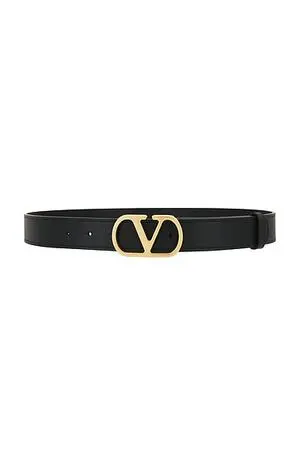 Valentino Garavani Brass Logo Belt - Nero