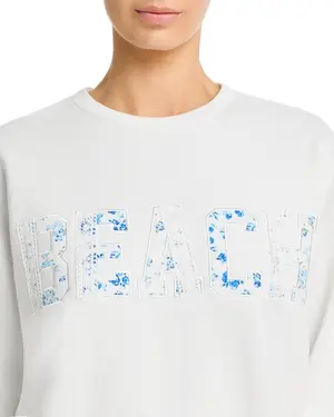 Vintage Havana Floral Applique Crewneck Sweatshirt - White