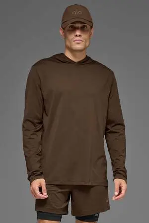 Alo Yoga Conquer Reform Long Sleeve With Hood Sweatshirt - Espresso