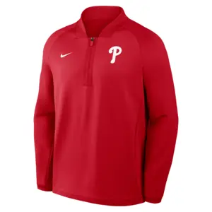 Nike Philadelphia Phillies Authentic Collection Dri-fit Mlb 1/2-zip Long-sleeve Top - Red