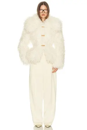 HELSA Faux Shearling Jacket With Dramatic Collar