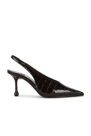 JIMMY CHOO Isa Shiny Croc Embossed Leather 95 Slingback Pumps - Sambuco