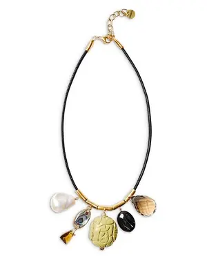 Chan Luu Gemstone Leather Charm Necklace, 15-17 - Multi
