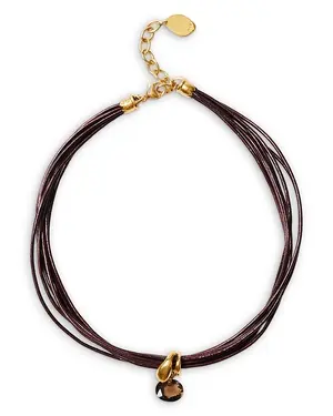 Chan Luu Gemstone Multi Strand Leather Pendant Necklace, 14-16 - Smokey Quartz