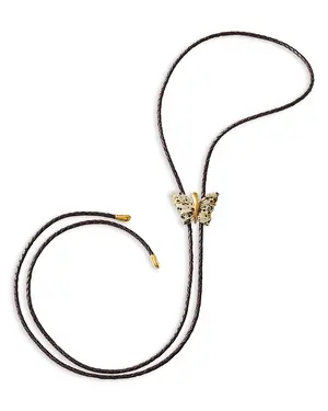 Chan Luu Dalmatian Butterfly Leather Bolo Necklace - Jasper