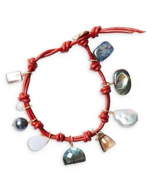 Chan Luu Multi Gemstone Charm Bracelet - Red