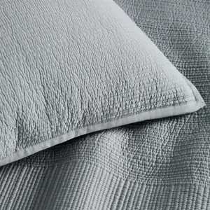 HUDSON PARK COLLECTION Linear Patch Sham Set, Euro Exclusive - Silver Ice