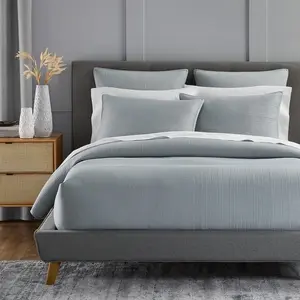 HUDSON PARK COLLECTION Linear Patch Sham Set, Euro Exclusive - Silver Ice