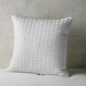 HUDSON PARK COLLECTION Embroidered Tile Decorative Pillow Cover, 20 X 20 Exclusive - Fresh White