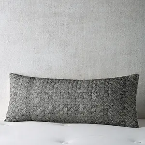 HUDSON PARK COLLECTION Woven Diamond Embroidered Decorative Pillow, 14 X 36 Exclusive - Black