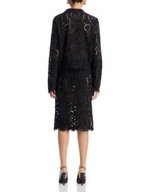 CISSA Long Sleeve V-neck Lace Shirt - Noir