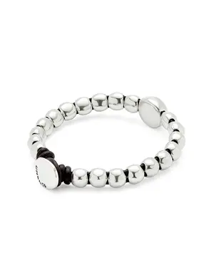 UNODE50 Leather Bracelet With Sterling -plated Beads